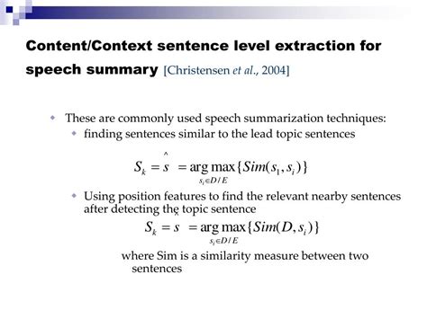 Ppt Speech Summarization Powerpoint Presentation Free Download Id5435110