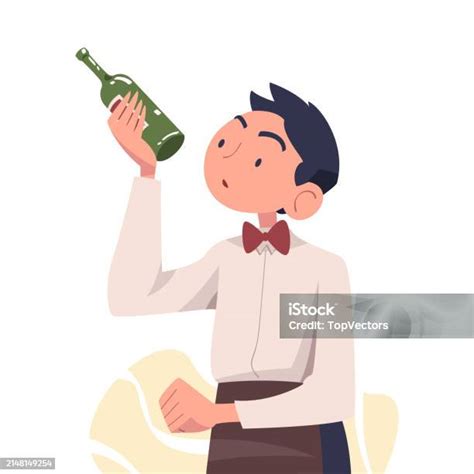 남자 소믈리에 에서 앞치마 으로서 와인 전문가 와 음료 벡터 일러스트 고급에 대한 스톡 벡터 아트 및 기타 이미지 고급 고름 남자 Istock