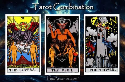 Three Card Tarot In Combination The Lovers The Devil And The Tower