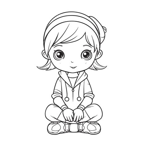 Anime Girl Sitting Outline