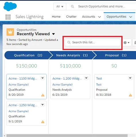 how to search for records in the kanban view in salesforce infallibletechie