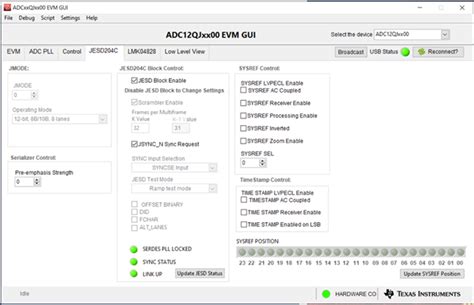 ADC12QJ1600EVM Getting Transport Test Mode To Work With ADC12QJ1600EVM Data Converters Forum