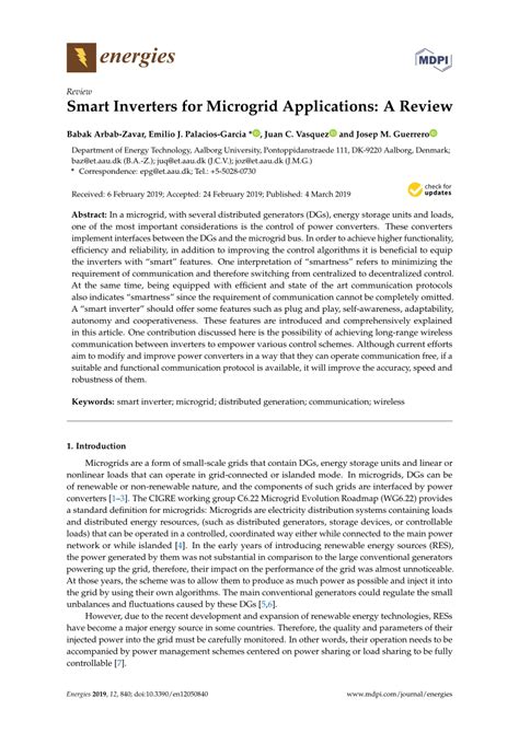 Pdf Smart Inverters For Microgrid Applications A Review