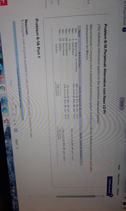 Solved 6 1 Algorithmic Saver Help Save And Exit Submit Check