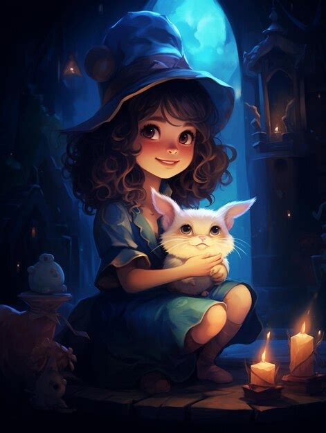 Premium Ai Image Cute Witch Ilustration