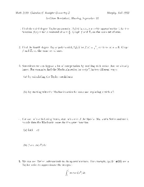 Cubic Approximation Worksheet For Higher Ed Lesson Planet