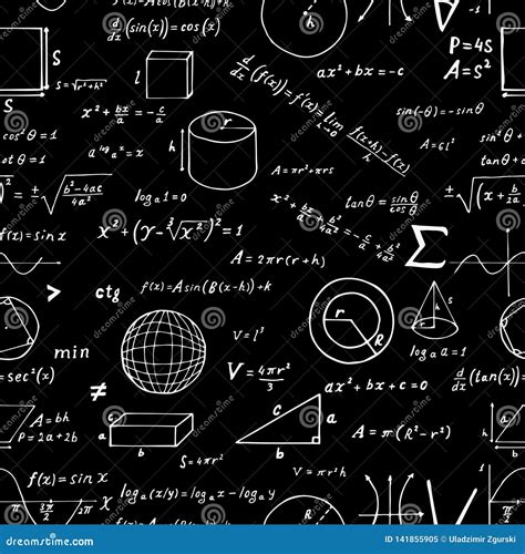Seamless Pattern Hand Drawn Mathematical Formulas And Signs Stock Vector Illustration Of