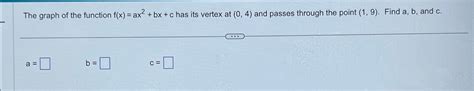 solved the graph of the function f x ax2 bx c ﻿has its