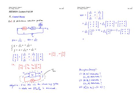 Notes On Robust Control System Lecture Slides Mem 634 Docsity