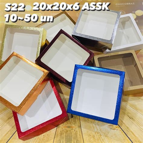 Kit 10~50 Caixa Cores Com Visor S22 20x20x6cm Com Textura Laminada Assk