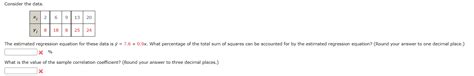 Solved Consider The Data And What Is The Value Of The