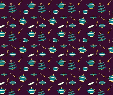 Premium Vector Pattern Of Items Of Dinner Service Dishes