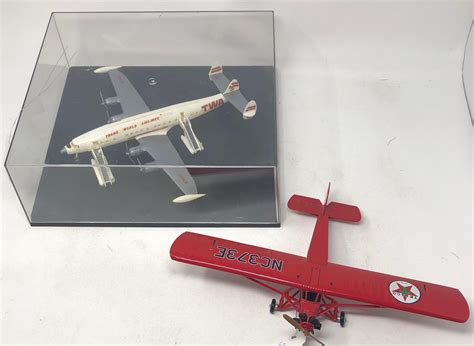 Lot Twa Model Airplane And A Model Of A Prop Plane With Texaco Decals