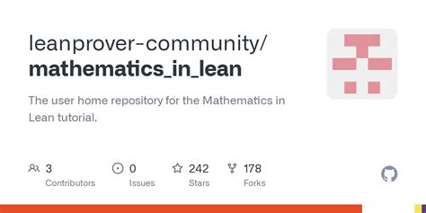 github leanprover community mathematics in lean the user home repository for the mathematics