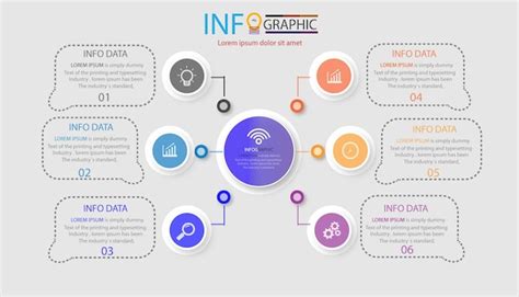 premium vector flow chart diagram with circle elements infographic design template 6 option