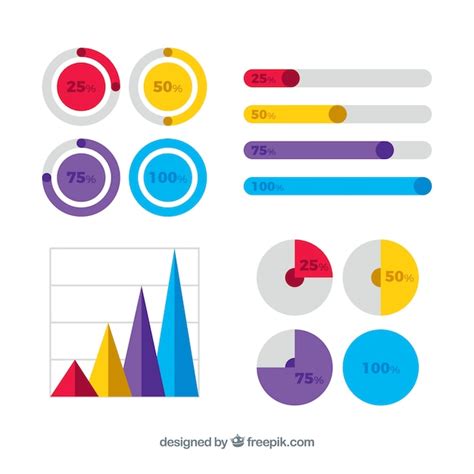 Free Vector Colored Graphs For Infographics