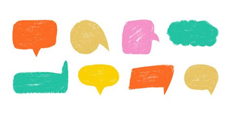 손으로 그리기 크레용 음성 프레임 텍스트에 대 한 설정 말풍선 낙서 스타일의 분필 요소 색깔 연필 풍선 모양 구름의 아이 선 고립된 벡터 그림입니다 0명에 대한 스톡 벡터