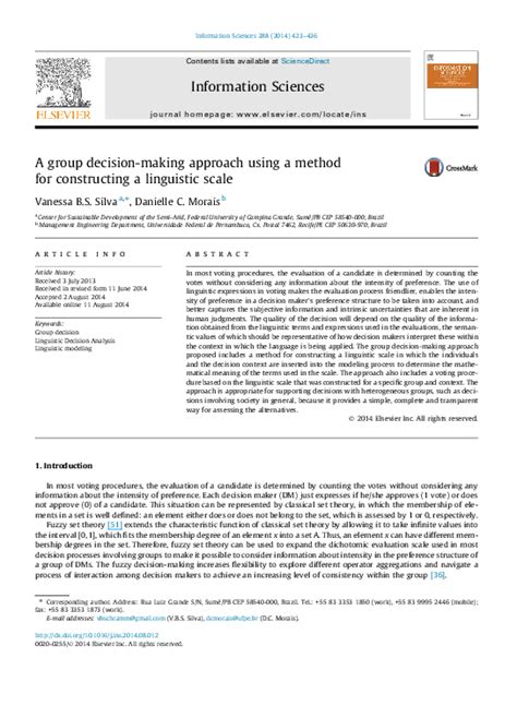 Pdf A Group Decision Making Approach Using A Method For Constructing A Linguistic Scale