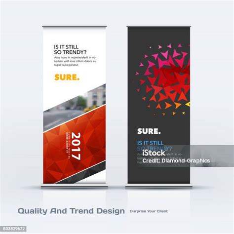 추상적인 사업 벡터 현대 롤 최대 배너 스탠드 다채로운 대각선 삼각형 모양으로 디자인 서식 파일의 설정 박람회에 대한 스톡 벡터