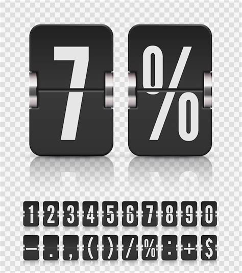 Premium Vector Scoreboard Set Flip Numbers And Symbols With Reflections For Dark Countdown