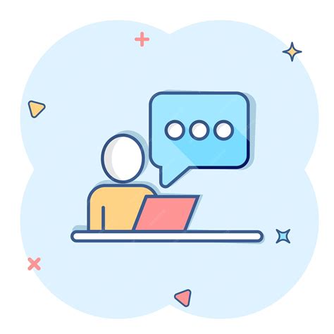 Premium Vector People With Laptop Computer Icon In Comic Style Pc