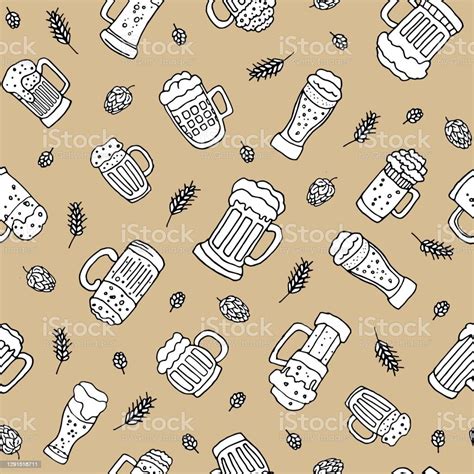 매끄러운 패턴 맥주 맥주 글래스 원활한 패턴oktoberfest 세인트 패트릭 직물 스크랩북 직물 포장 포장지 포스터 타일 장식 맥주 음료 인쇄 0명에 대한 스톡 벡터 아트