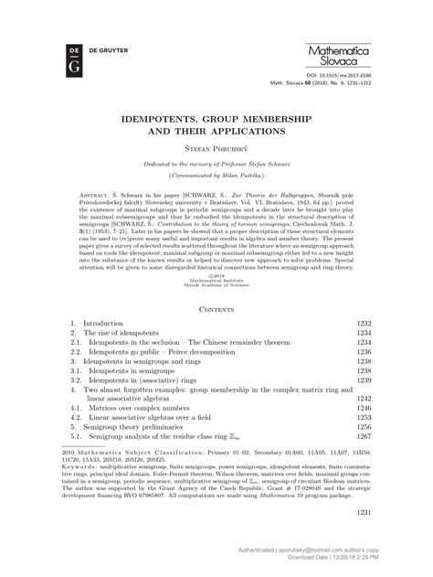 Pdf Idempotents Group Membership And Their Applications