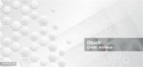 건강 의료 또는 기술 주제의 프리젠 테이션을위한 회색 분자 배경 육각형 개체 선 및 그림자의 기하학적 배경 다각형 추상 구성 0명에 대한 스톡 벡터 아트 및 기타 이미지