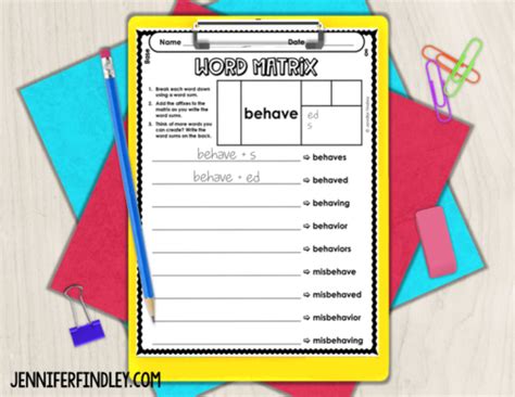 Using Word Matrix Activities To Increase Vocabulary Free Posters