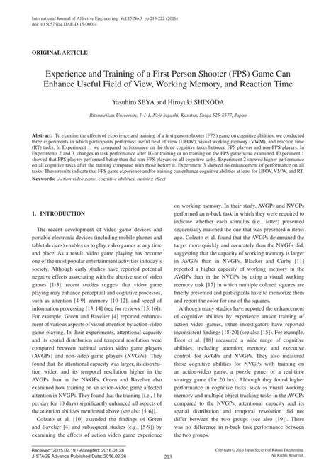 Pdf Experience And Training Of A First Person Shooter Fps Game Can Enhance Useful Field Of