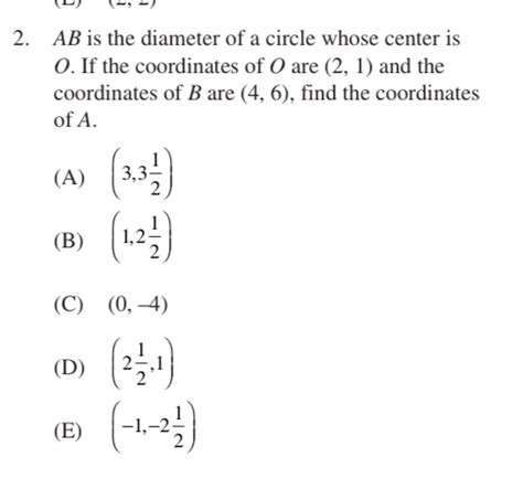 solved 2 2 ab is the diameter of a circle whose center is o if the