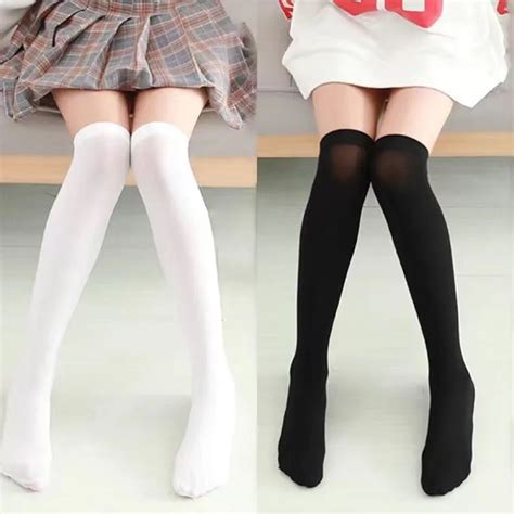Women Over Knee Socks Thigh High Sock Girl Black White Knee Half