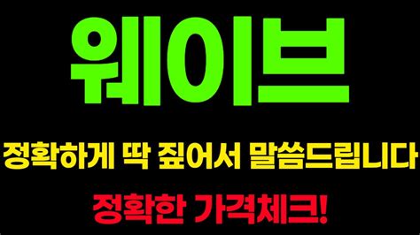 웨이브 코인 정확하게 딱 짚어서 말씀드립니다 정확한 가격체크 Youtube