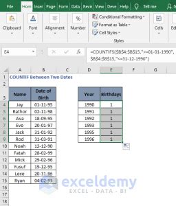 Countif Between Two Dates Exceldemy