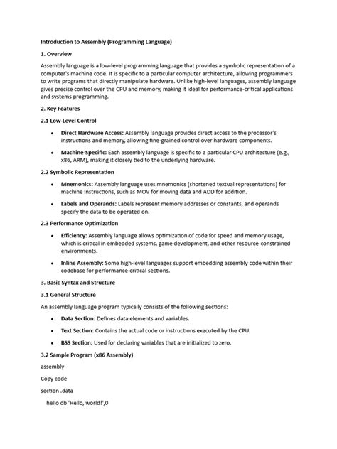 Intro To Assembly Pdf Assembly Language Software