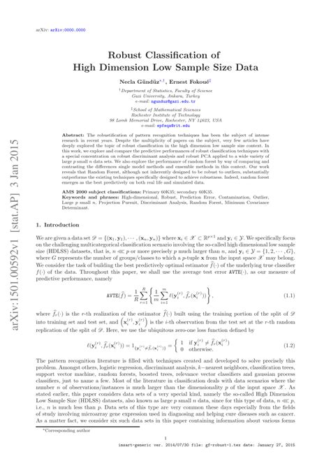 Pdf Robust Classification Of High Dimension Low Sample Size Data
