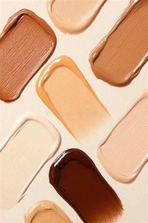 Diverse Makeup Base Textures In Various Skin Tones Stock Image Image Of Foundation Swatches
