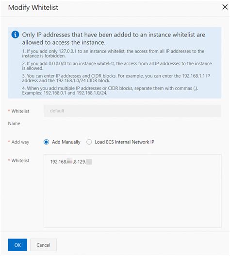 Configure A Whitelist For An Apsaradb For Redis Instance Serverless