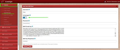 Unmanaged Subssh User