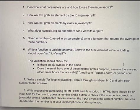 Solved 1 Describe What Parameters Are And How To Use Them