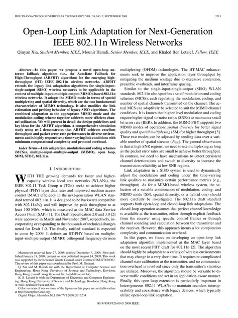 Pdf Open Loop Link Adaptation For Next Generation Ieee 80211n