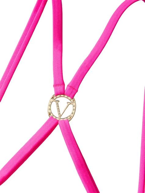 Розовый купальник пуш ап с ремешками Виктория Сикрет