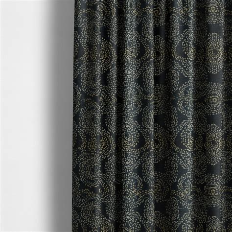 Hollywood Blue And Gold Shine Effect Geometric Pattern Soft Chenille