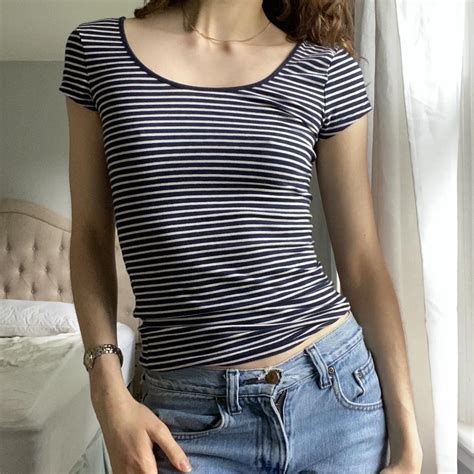 Fitted Striped Tee Shirt From The Gap Size Extra Depop