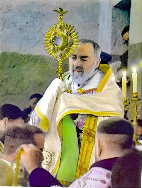 padre pio benediction rare eucharist blessed sacrament miracle monstrance body jesus saint italy