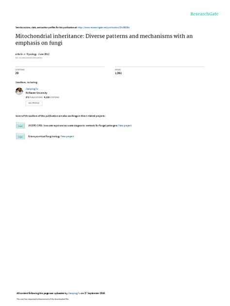 Mitochondrial Inheritance Pdf Mitochondrial Dna Mitochondrion