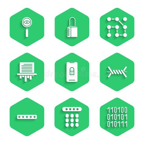 Set Mobile With Closed Padlock Password Protection Binary Code