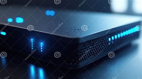 Futuristic Network Server Operating With Led Indicators Blinking Stock Image Image Of