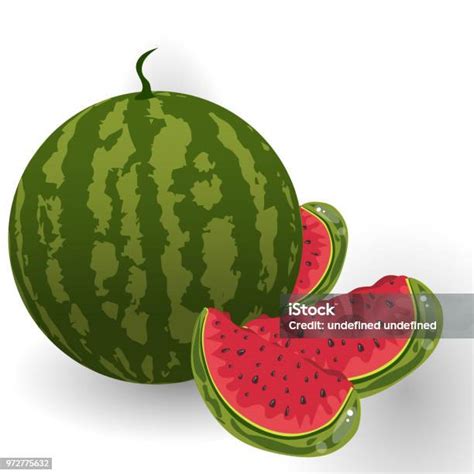 흰색 바탕에 3 개의 발과 둥근 녹색 수 박의 벡터 일러스트 레이 션 0명에 대한 스톡 벡터 아트 및 기타 이미지 0명 과일 껍질 Istock