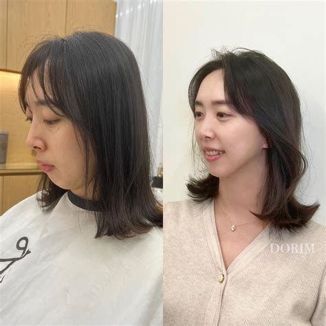 헤어디자이너 도림 중단발레이어드펌 중단발 성형커트달으 도림입니다 볼륨없이 축처지는